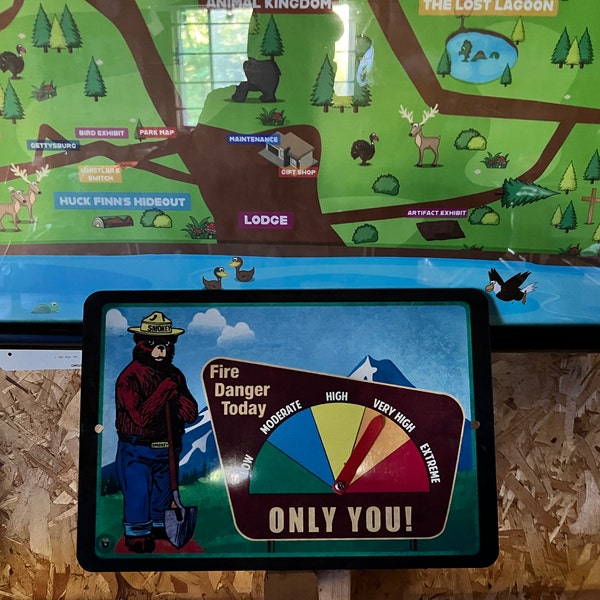 Fire Danger Sign With Adjustable Dial Smokey Bear 8"x12" Metal Made in ...