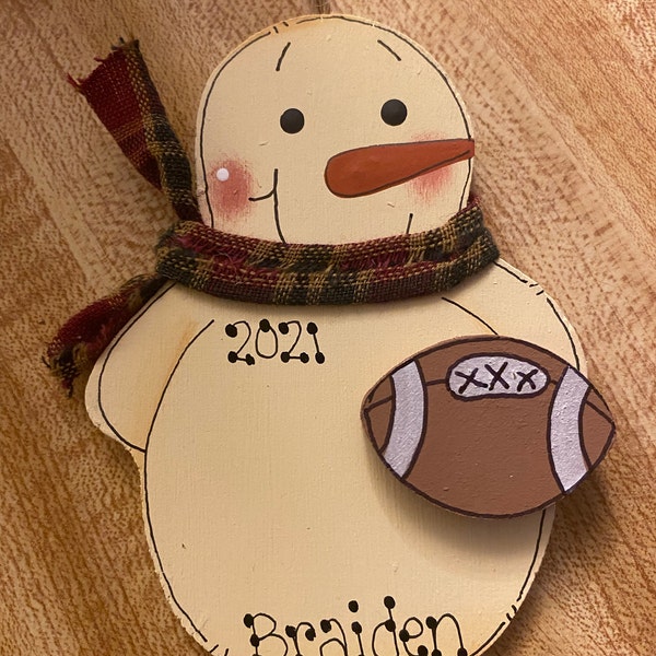 Personalized Snowman Football Ornament - Sports Ornament - Etsy