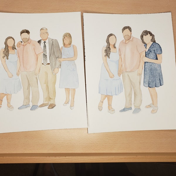 Custom Faceless Family Portrait | Hand-painted Watercolor Art ...