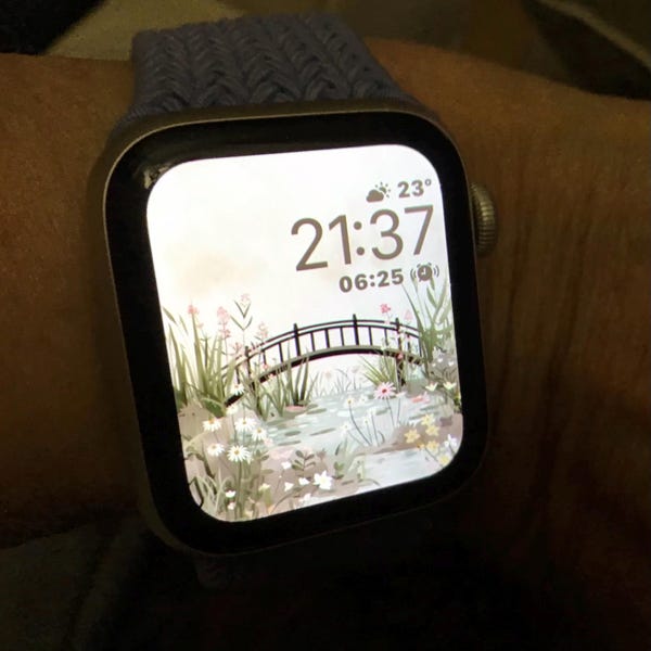 Mount Fuji Apple Watch Wallpaper, Japanese Art Smartwatch Face, Sage ...