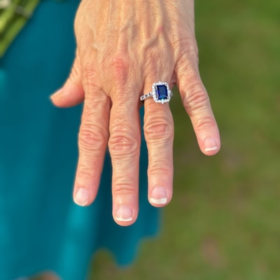 912mm Lab Created Ruby Engagement Ring, Solid Gold Ruby Ring, Heart Moissanite Three Stone Ring ...