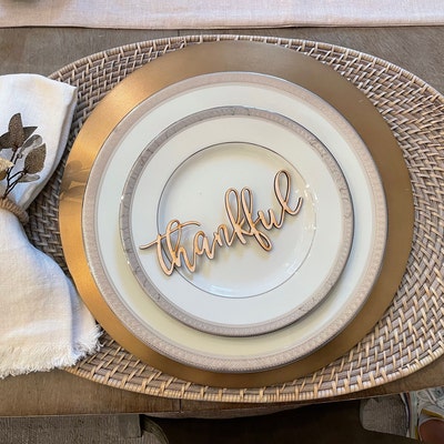 Thankful Grateful Blessed 1 Wood Table Plate Place Signs Just in Time ...