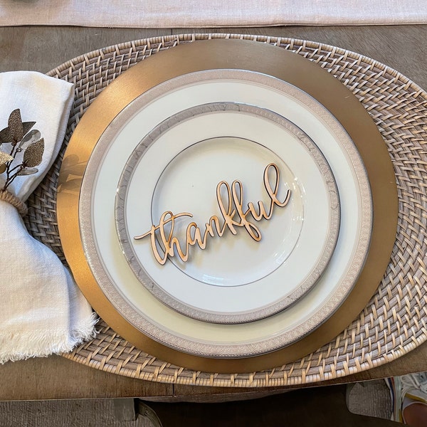 Thankful | Grateful | Blessed (1) Wood Table Plate Place Signs Just in ...