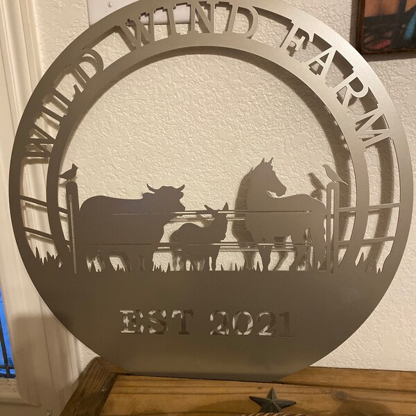 Animal Farm Personalized Metal Name Sign - Outdoor Metal Ranch Sign ...