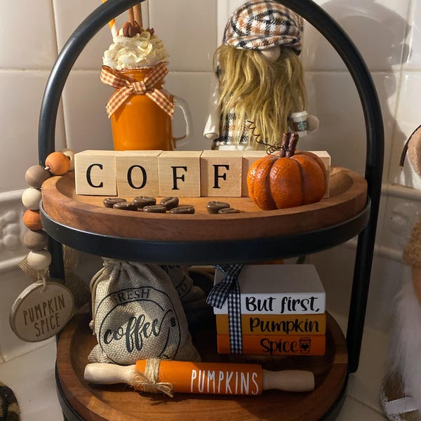 Fall Decorative Wood Book Stack Fall Decor Autumn Home Decor Fall ...