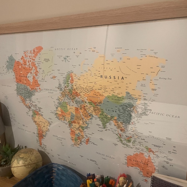 Download World Map With Countries,wall Art Poster Secondary School ...