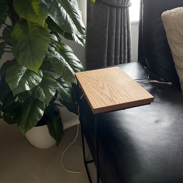 Sofa Side Table Made to Fit Your Sofa | Oak & Steel Over Arm Table ...