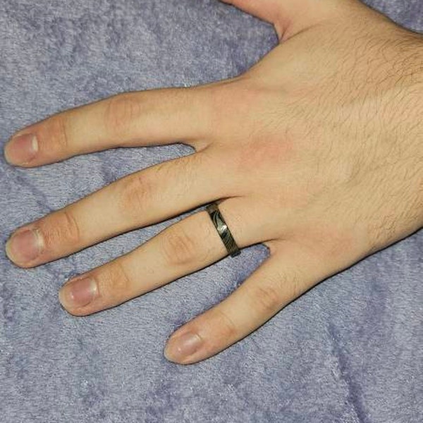 Simple Damascus Ring With Deep Pattern 6mm Domed Shape Ring Band for ...