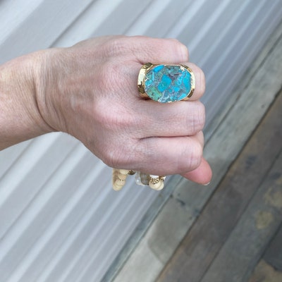 Blue Howlite Ring - Etsy