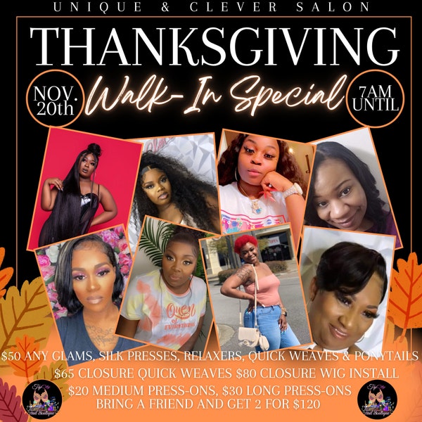 Thanksgiving Appt Hair Flyer | DIY Instagram Flyer - Canva Editable ...