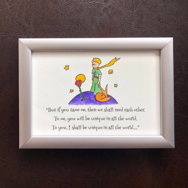 The Little Prince Watercolor Painting, Tame Fox Quote, A4 Hand-painted ...