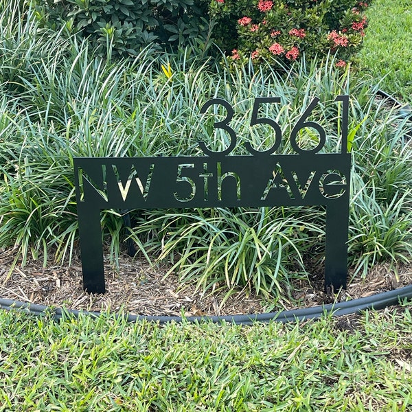 Modern House Number Yard Sign | Metal House Numbers With Street Name ...
