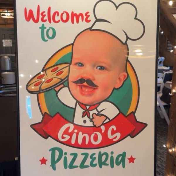 Pizza Welcome Sign With Photo, Pizza Birthday Party, Italian Birthday ...