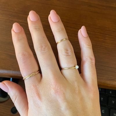 Basics Gold Stacking Ring Sets, Ultra Thin, Medium, Thick, Extra Thick, Twist Rings, Stacked ...