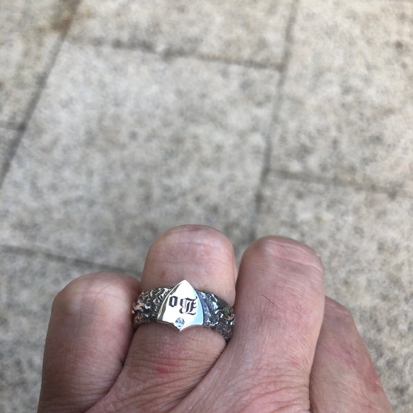 Personalized Shield Men's Ring, Knight Sterling Silver Band, Mens ...