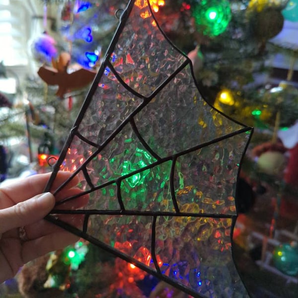 Iridescent Spider Web Stained Glass Suncatcher - Etsy