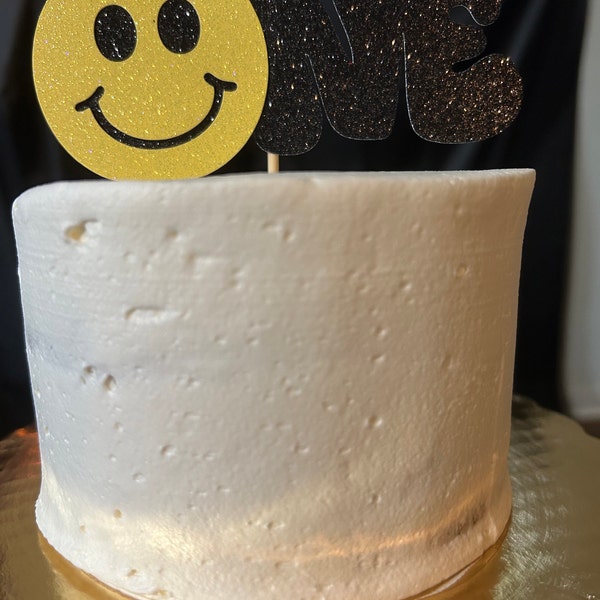 Smiley Face 'groovy One' Cake Topper: Glitter Birthday Decor - Etsy