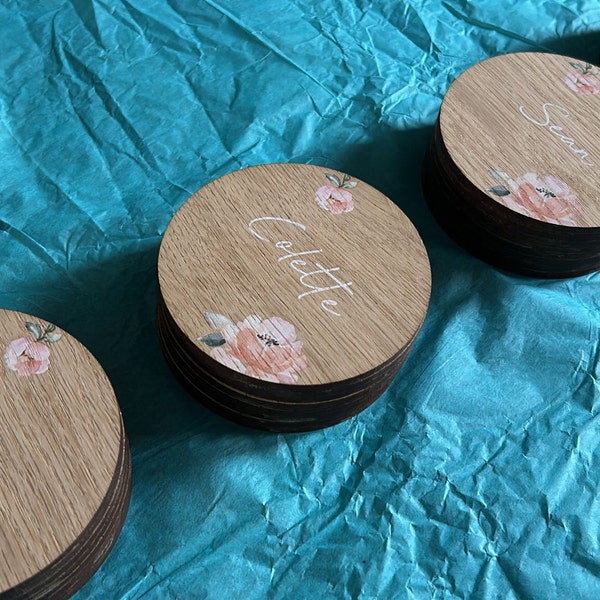 Personalised Oak Napkin Rings Wedding Place Settinglaser Engraved Table ...