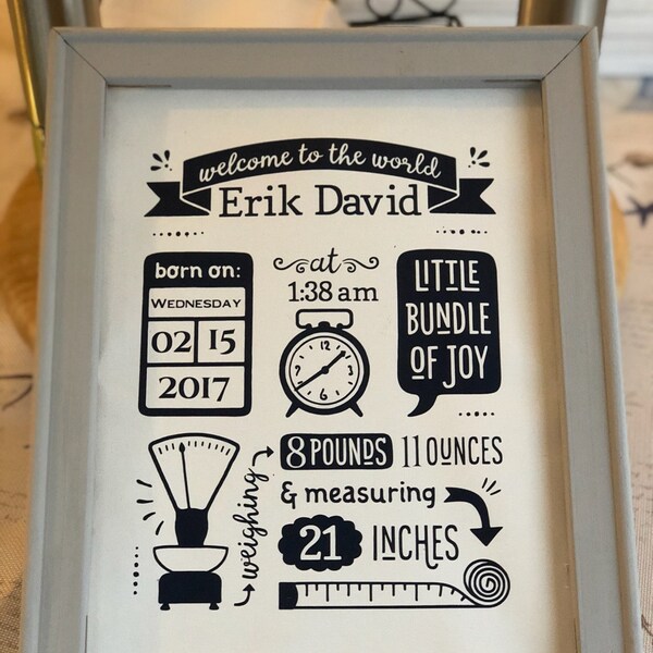 SVG Birth Stats Template Svg Birth Announcement Svg Baby Stats Svg ...