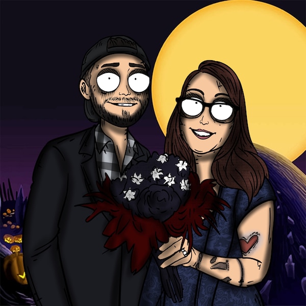 Tim Burton Style Custom Portrait - Nightmare Portrait - Handmade ...