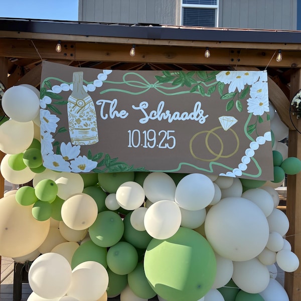 Hand Painted Engagement Banner: Custom Wedding Proposal Decor - Etsy