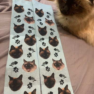 Custom Cat Socks Personalized Pet Photo Socks Father's - Etsy