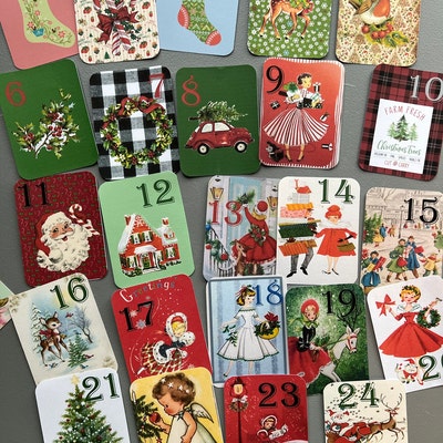 Advent Christmas Countdown Cards Planner Journal Vintage Retro - Etsy