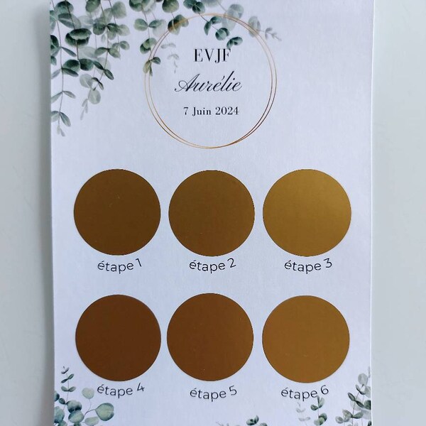 Carte à gratter pour EVJF, programme EVJF, carte personnalisable ...