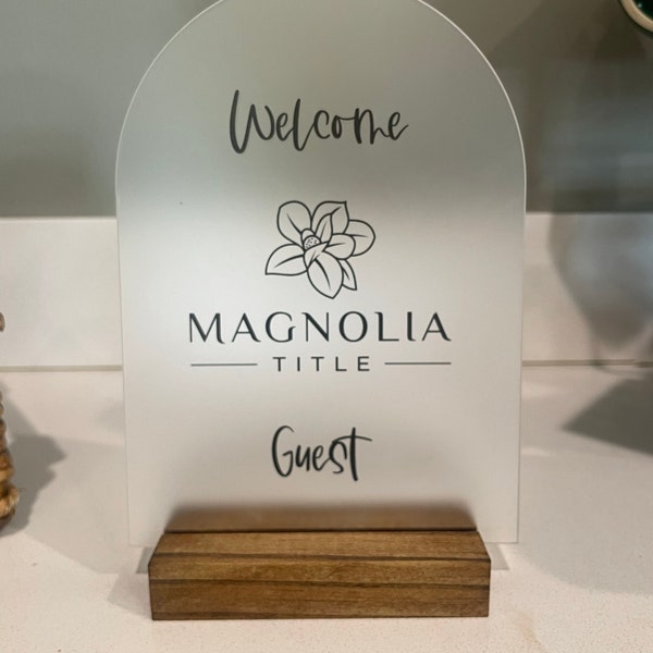 Frosted Arch Acrylic Sign - Small Acrylic Business Signs - Signage for ...