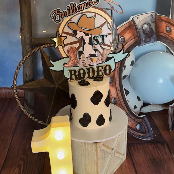 First Rodeo Cake Topper, Cowboy Theme Cake Topper, Baby’s First Rodeo ...