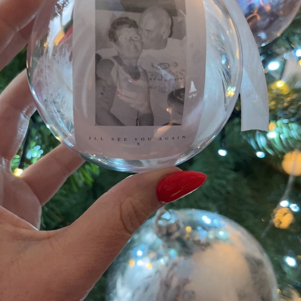 Photo Memorial Memory Bauble | Loved One | Personalised - Etsy UK