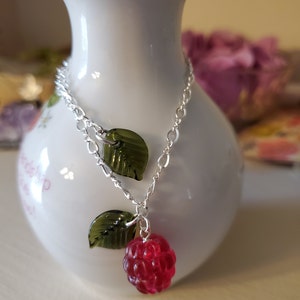 Hand Blown Glass Ornament: Raspberry and Five Leaves by | Etsy