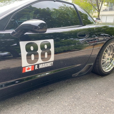 Race Car Number Plate Permanent Vinyl or Reusable Magnet Custom Driver ...