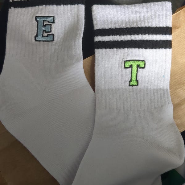 Custom Letter Embroidered Socks Custom Gift for Her Custom Gift for Him ...