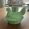 Jadeite Depression Style Glass Nesting Chicken Hen on Nest Candy Dish ...