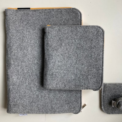 ORANGE HANDLE and Zipper Laptop Felt Sleeve MacBook Felt Cover With ...