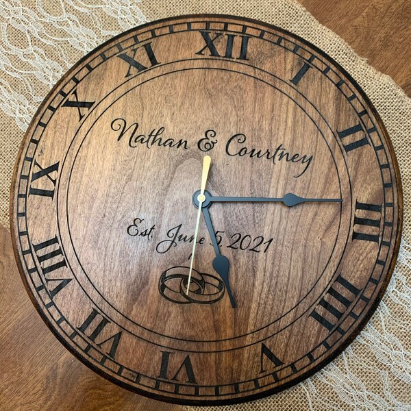 Custom Laser Engraved Solid Wood 12" Clock - Etsy