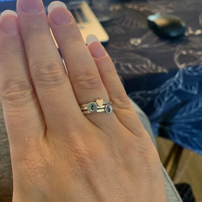 Copper Heart Stack Ring Stack Ring Sterling Silver Stack - Etsy