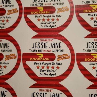 Personalized Uber Eats Labels Delivery Bag Shaped Stickers Food ...