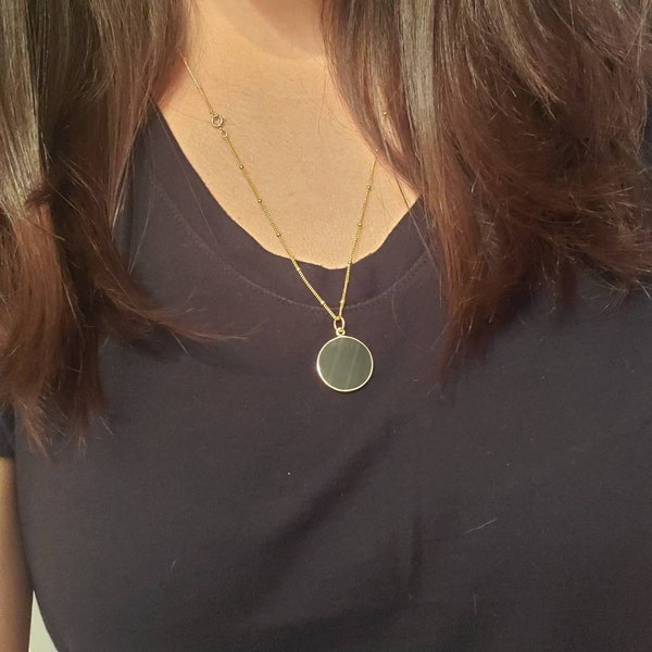 Black Obsidian Circle Pendant Necklace - Minimalist Geometric Jewelry ...