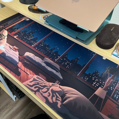 Anime Cafe Desk Mat Lofi Aesthetic Large Mousepad Serene - Etsy