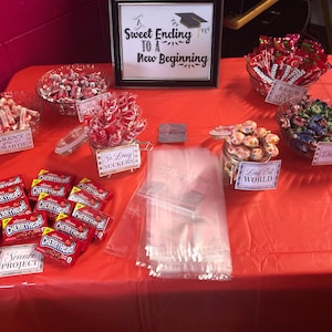 Graduation Candy Table Decor, A Sweet Ending to a New Beginning Sign ...