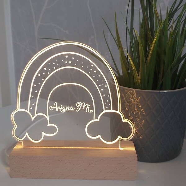 Personalized Night Light, Baby Birth Gift, Nursery Light, Fairy Tale ...