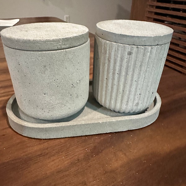 Minimalist Concrete Trinket Jar - Small Jewelry Box With Lid - Modern ...