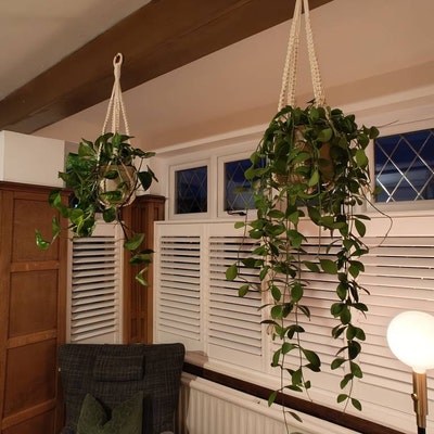 Macrame Ceiling Plant Hanger Indoor, Hanging Wall Planter, Macrame Wall ...