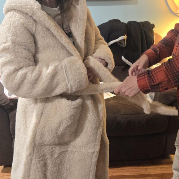 Merino Wool Robe With Pocket Morning Wool Dress Sheep Wool Bathrobe ...