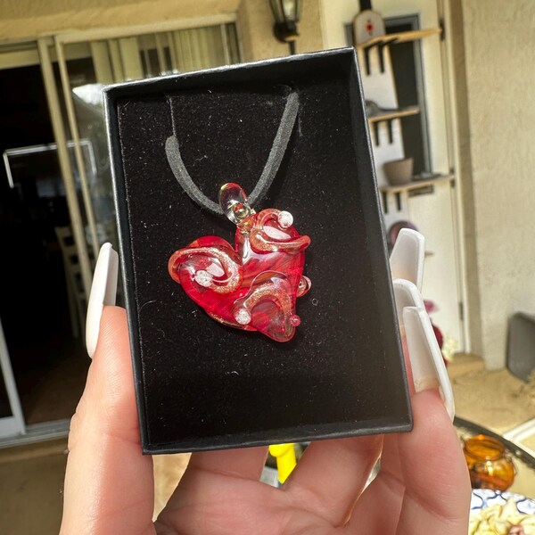 Ocean Wave Glass Pendant, Sea Wave Glass Necklace, Lamp Work Necklace ...