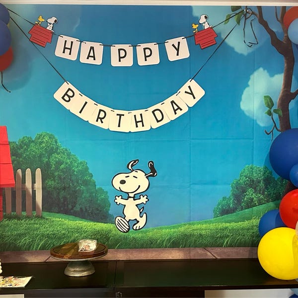 Snoopy "the Peanuts" Happy Birthday Banner. Free Shipping USA. Can Be ...
