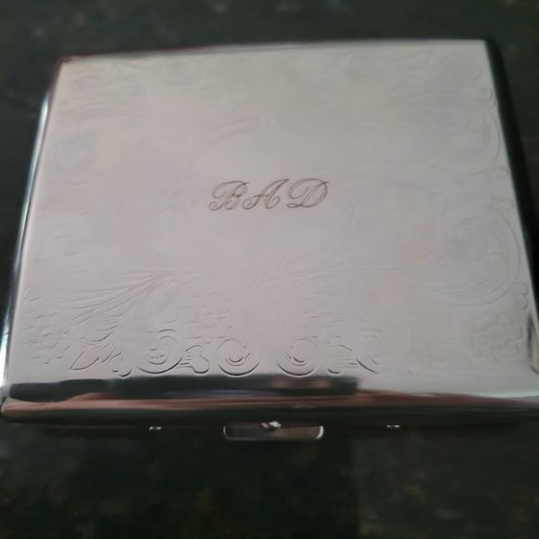 Cigarette Case Personalized Custom Engraved Double Sided Scroll Design ...