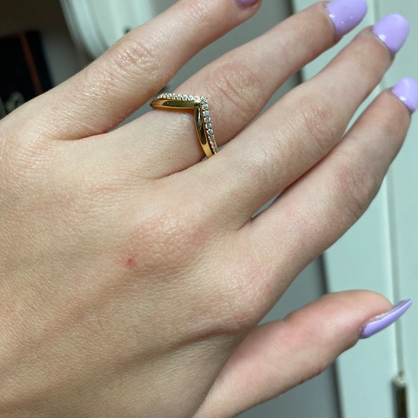 V Ring Set, Stacking Ring, Chevron Ring, Minimalist Ring, Wedding Band ...